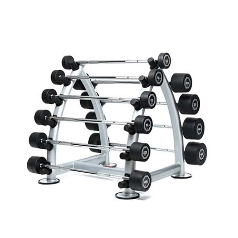 10-45kg Round Rubber Fixed Barbells with Rack | Grays Fitness